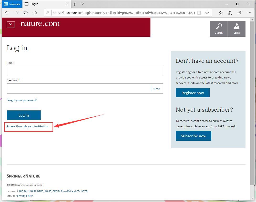 通过CARSI访问Nature流程 - 西北大学